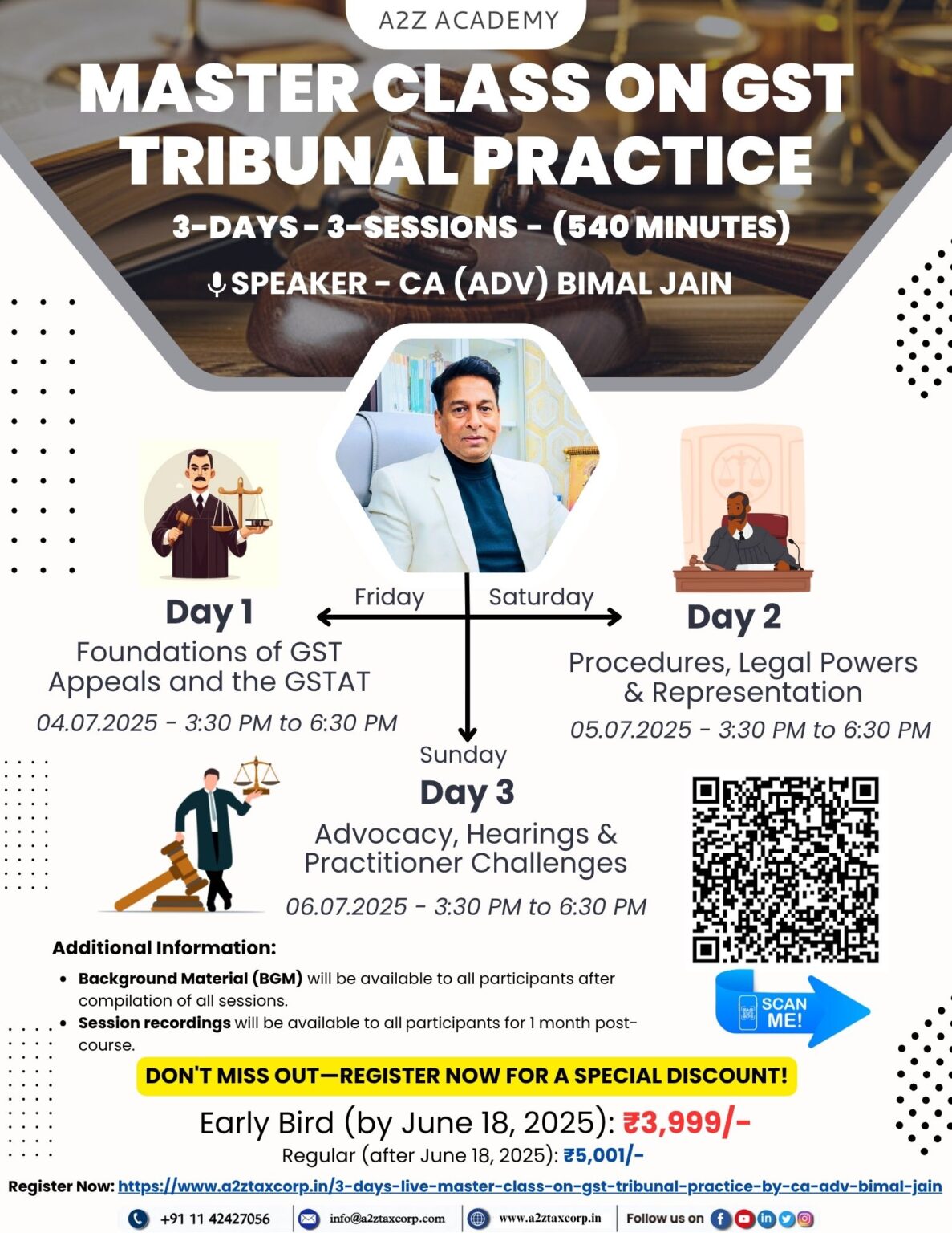 3-Days LIVE Master Class on GST Tribunal Practice by CA (Adv) Bimal ...